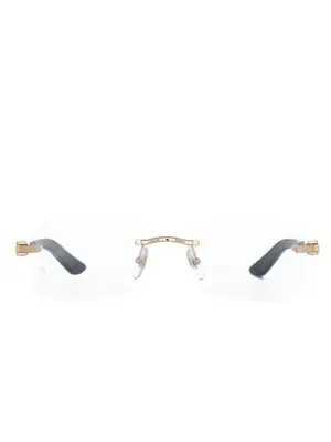 CARTIER Logo-plaque Rectangle-frame Glasses - Black