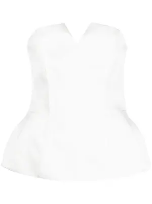 V:PM ATELIER Lumi Peplum-hem Satin Top - White