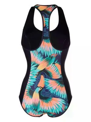 DUSKII Tucan-print Zip-up Swimsuit