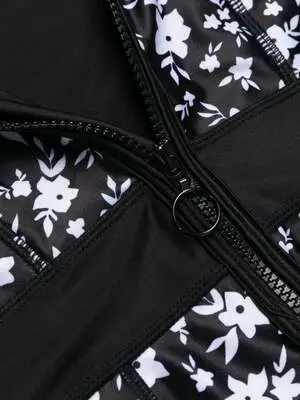 DUSKII Floral-print Zip-up Surf Suit - Black