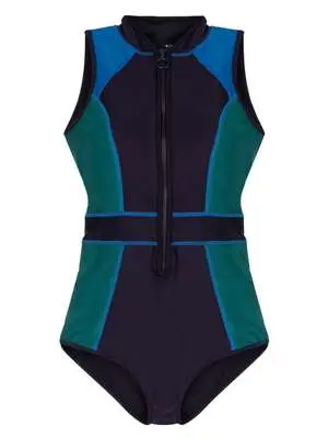 DUSKII Colour-block Tank Swimsuit - Purple