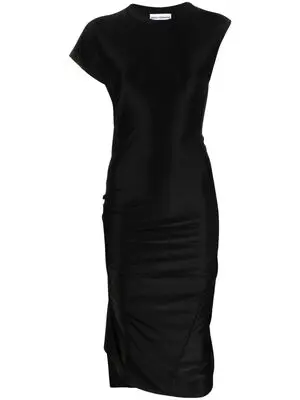 Rabanne Asymmetric Draped Midi Dress - Black