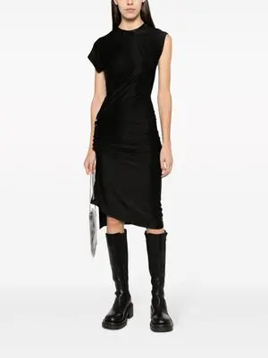 Rabanne Asymmetric Draped Midi Dress - Black