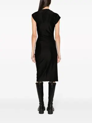 Rabanne Asymmetric Draped Midi Dress - Black
