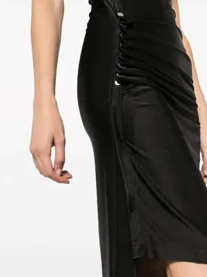 Rabanne Asymmetric Draped Midi Dress - Black