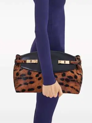 FERRAGAMO Large Studio Leopard-print Clutch Bag