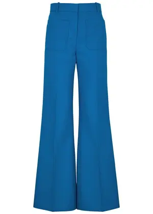 Victoria Beckham Alina Flared-leg Twill Trousers 14