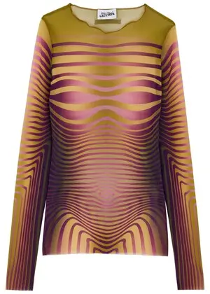 JEAN PAUL GAULTIER Body Morphing Printed Tulle Top