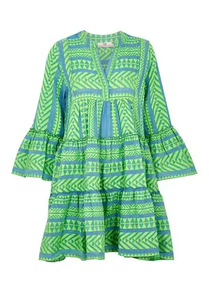 Devotion Ella Embroidered Cotton-blend Mini Dress - Green