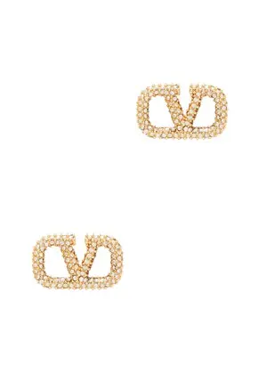 Valentino Garavani Vlogo Crystal Stud Earrings - Gold