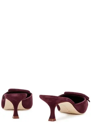 Manolo Blahnik Maysale 50 Suede Mules - Burgundy