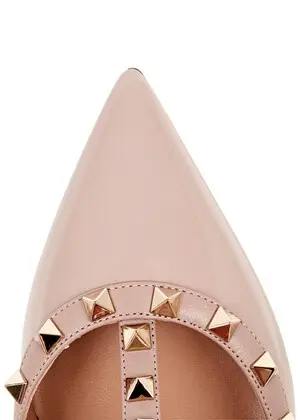 Valentino Garavani Rockstud 100 Patent Leather Pumps - Nude