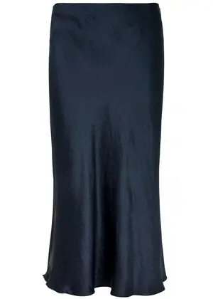 Vince Hammered Satin Midi Skirt - Navy