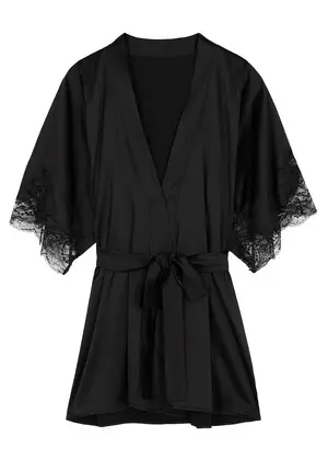 FLEUR OF ENGLAND Signature Silk-blend Robe - Black
