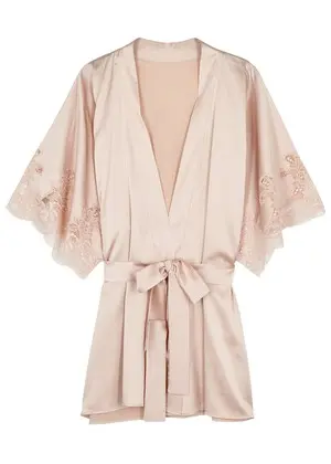 FLEUR OF ENGLAND Signature Silk-blend Robe - Nude