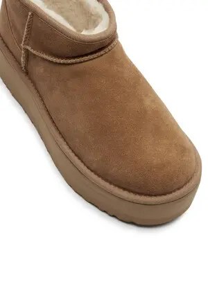 UGG Classic Ultra Mini Suede Flatform Boots - Tan