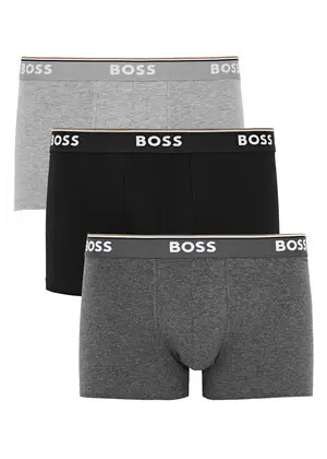 BOSS Stretch-cotton Boxer Trunks - Grey