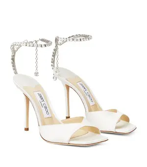 JIMMY CHOO Saeda 100 Satin Sandals - Ivory