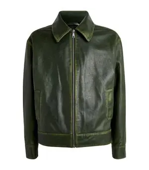 Wood Wood Vintage-wash Leather Jacket