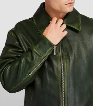 Wood Wood Vintage-wash Leather Jacket