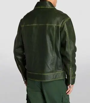 Wood Wood Vintage-wash Leather Jacket