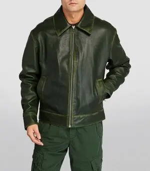 Wood Wood Vintage-wash Leather Jacket