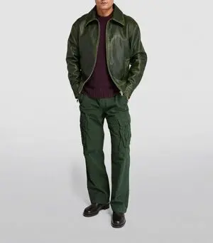 Wood Wood Vintage-wash Leather Jacket