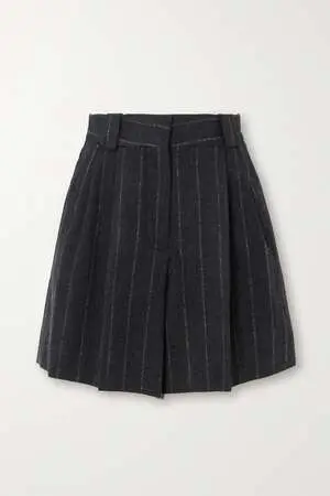 BLAZÉ MILANO Ferien Pinstriped Wool And Cashmere-blend Shorts - Dark Gray