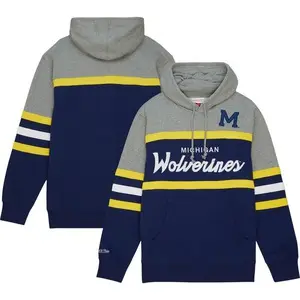 Mitchell & Ness Michigan Wolverines Head Coach Pullover Hoodie - Navy