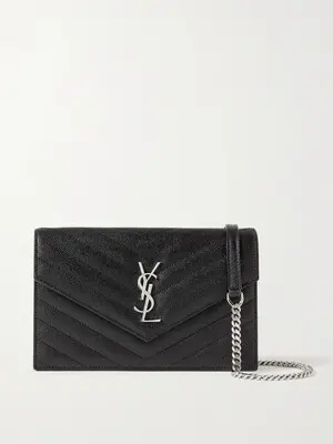Saint Laurent Cassandre Matelassé Textured-leather Bag Black