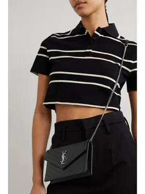 Saint Laurent Cassandre Matelassé Textured-leather Bag - Black