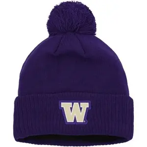 Adidas Washington Huskies 2023 Sideline Cold.rdy Cuffed Knit Hat With Pom