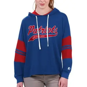 STARTER New England Patriots Bump And Run Long Sleeve Hoodie T-shirt - Royal