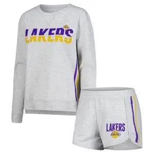CONCEPTS SPORT Los Angeles Lakers Cedar Long Sleeve T-shirt & Shorts Sleep Set - Gray