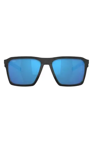 COSTA DEL MAR Antille 58mm Polarized Square Sunglasses - Blue Mirror