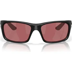 COSTA DEL MAR Jose Pro 62mm Polarized Rectangle Sunglasses - Matte Black/ Rose