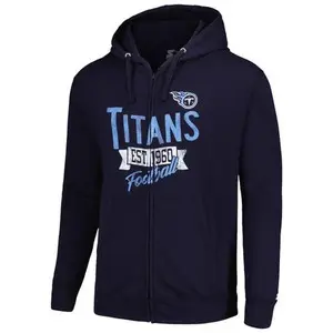 STARTER Tennessee Titans Post Season Full-zip Hoodie - Navy