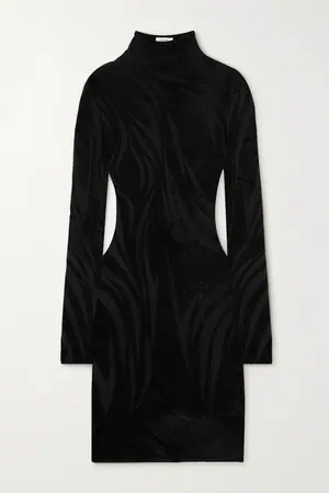 MUGLER Chenille Turtleneck Mini Dress
