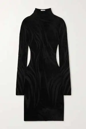 MUGLER Chenille Turtleneck Mini Dress