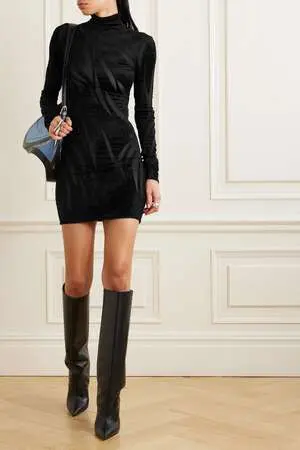 MUGLER Chenille Turtleneck Mini Dress