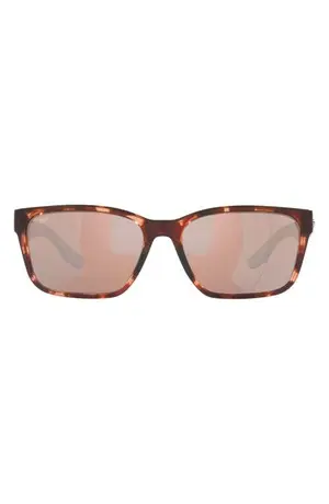 COSTA DEL MAR Palmas 57mm Polarized Rectangular Sunglasses - Copper
