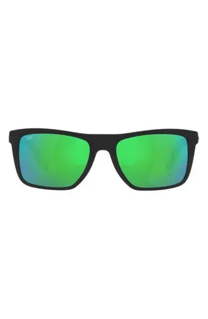 COSTA DEL MAR Mainsail 55mm Mirrored Polarized Rectangle Sunglasses - Green Mirror