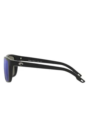 COSTA DEL MAR Mainsail 55mm Mirrored Polarized Rectangle Sunglasses - Matte Black