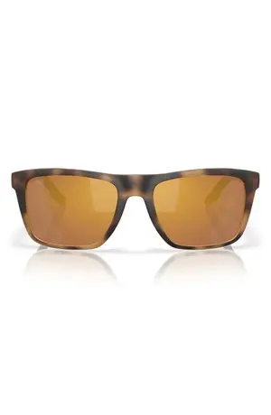 COSTA DEL MAR Mainsail 55mm Mirrored Polarized Rectangle Sunglasses - Matte Tortoise/ Gold 580g