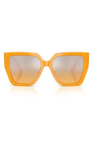 Dolce & Gabbana Dolce&Gabbana 55mm Square Sunglasses Opal Orange Mirror Silver