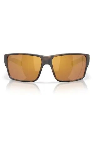 COSTA DEL MAR 63mm Polarized Square Sunglasses - Matte Tortoise/ Gold 580g