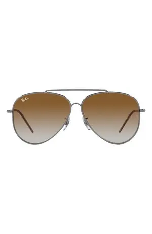 Ray-ban Reverse 59mm Gradient Aviator Sunglasses - Gunmetal