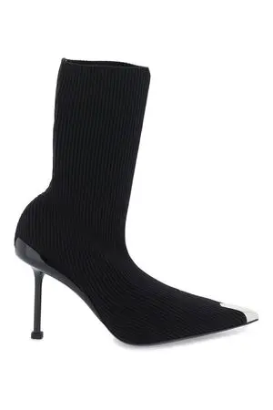 Alexander McQueen ALEXANDER MCQUEEN Knit Slash Ankle Boots - Black