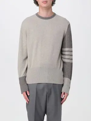 Thom Browne Crewneck Cashmere Sweater With Four-bar Detail - Beige