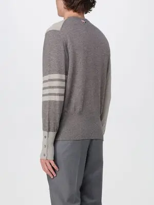Thom Browne Crewneck Cashmere Sweater With Four-bar Detail - Beige